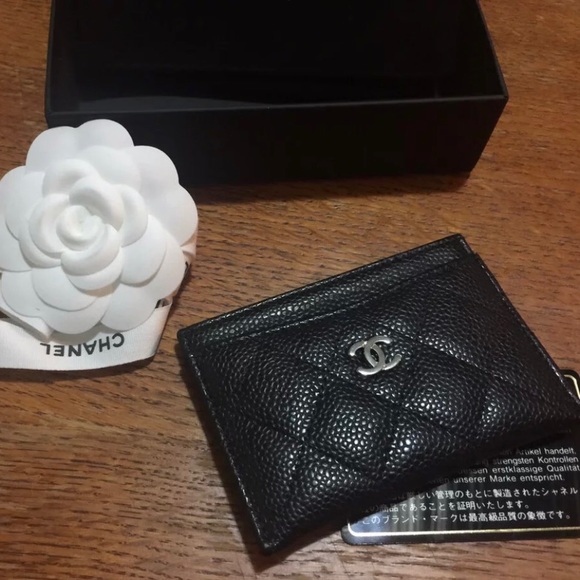CHANEL | Bags | Caviar Chanel Black Id Holder | Poshmark